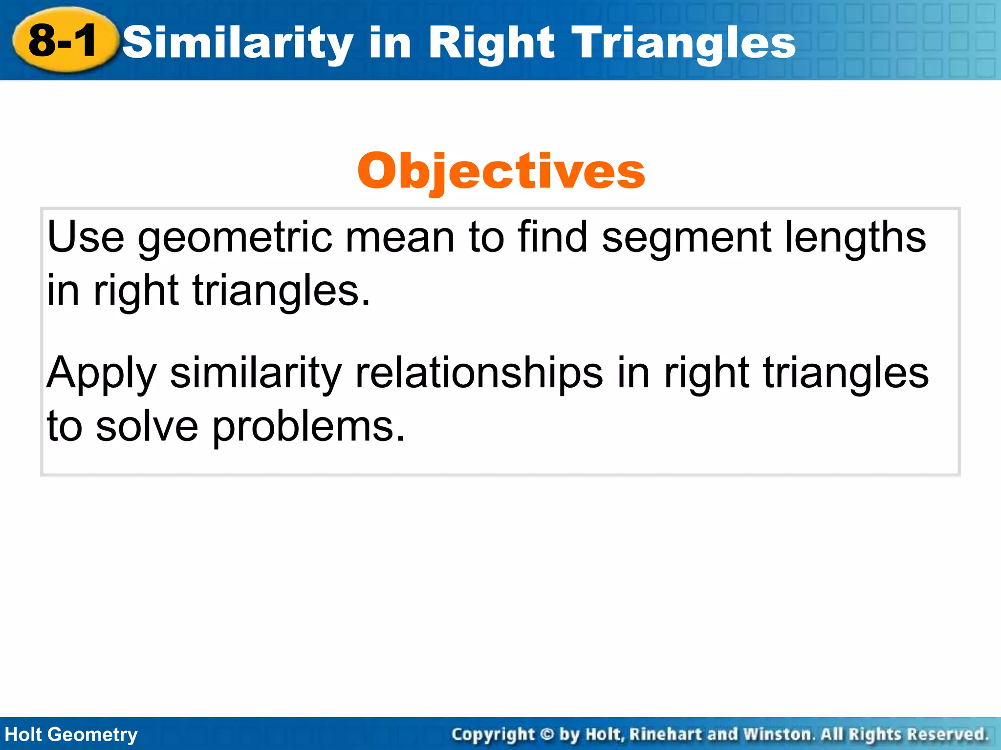 Right triangle similarity | PPT