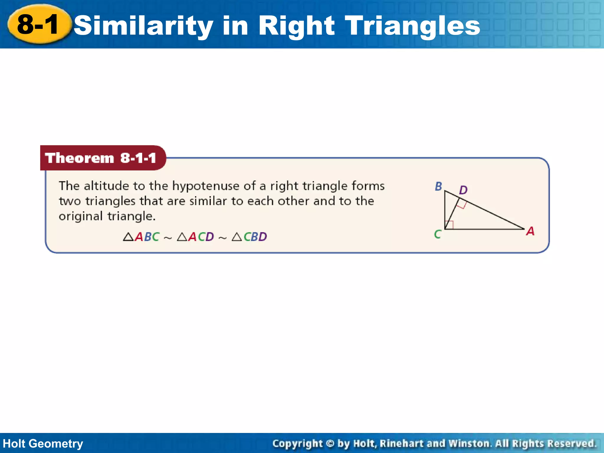 Right triangle similarity | PPT