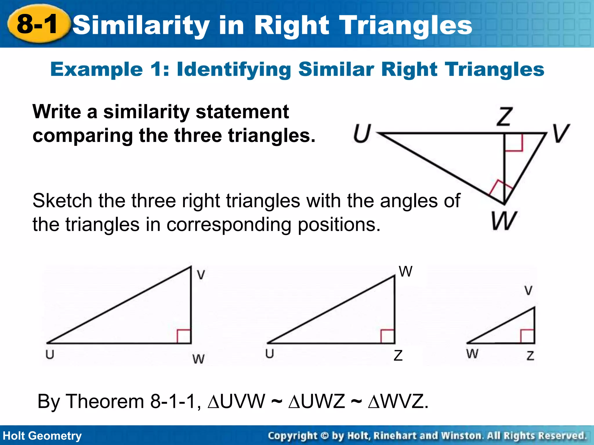 Right triangle similarity | PPT