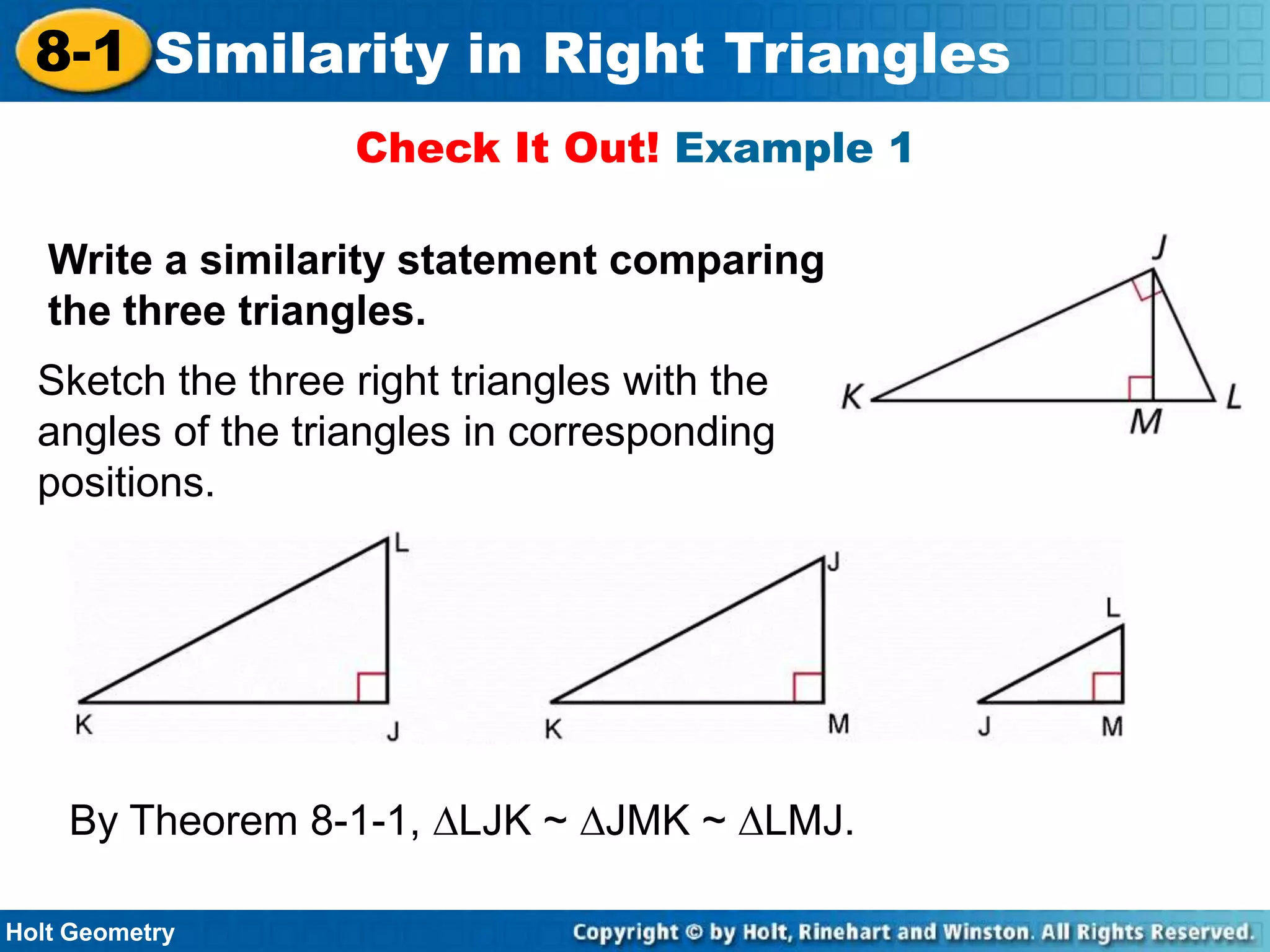 Right triangle similarity | PPT