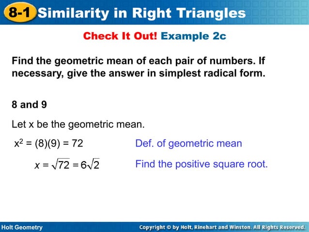 Right triangle similarity | PPT