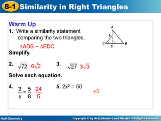 Right triangle similarity | PPT