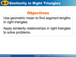 Right triangle similarity | PPT