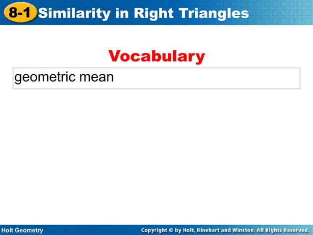 Right triangle similarity | PPT