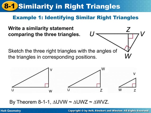 Right triangle similarity | PPT