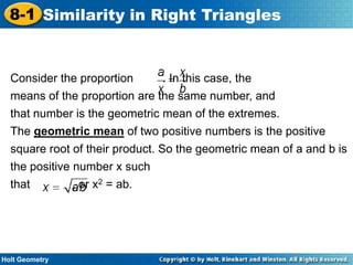 Right triangle similarity | PPT