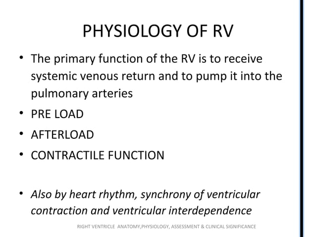 Right ventricle (RV) anatomy and functions