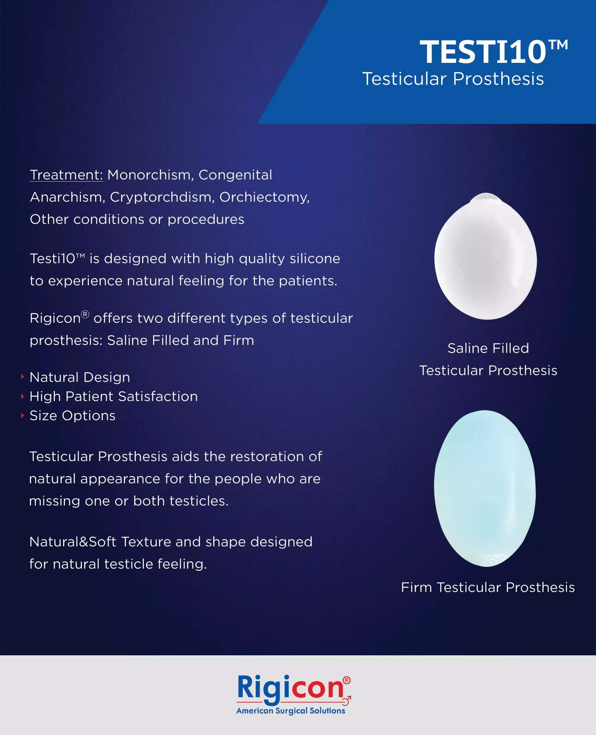 Rigicon testicular-prosthesis saline & silicone brochure | PDF