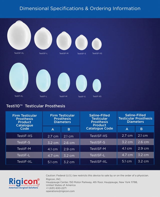 Rigicon testicular-prosthesis saline & silicone brochure | PDF