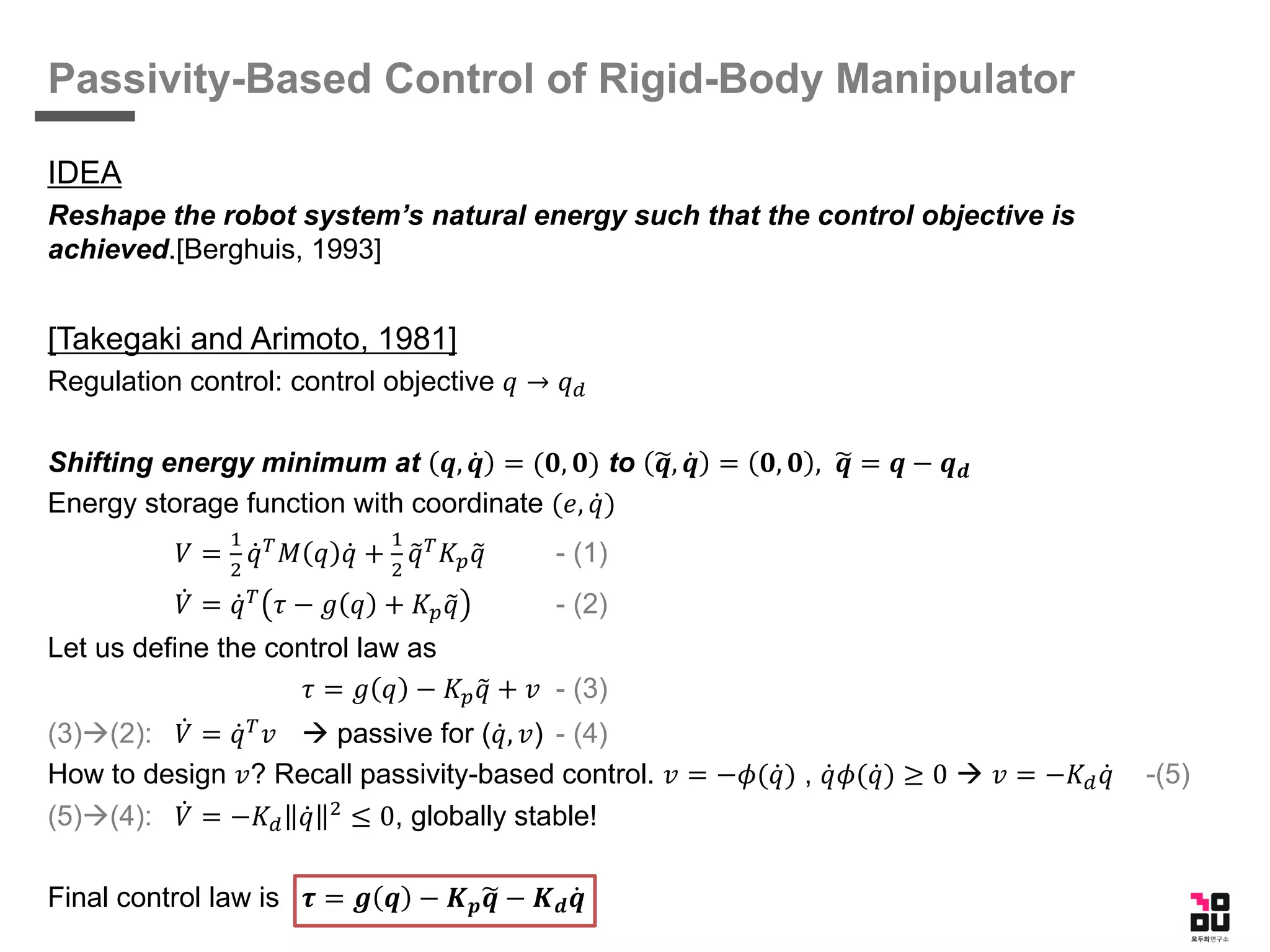 Passivity-based control of rigid-body manipulator | PPT