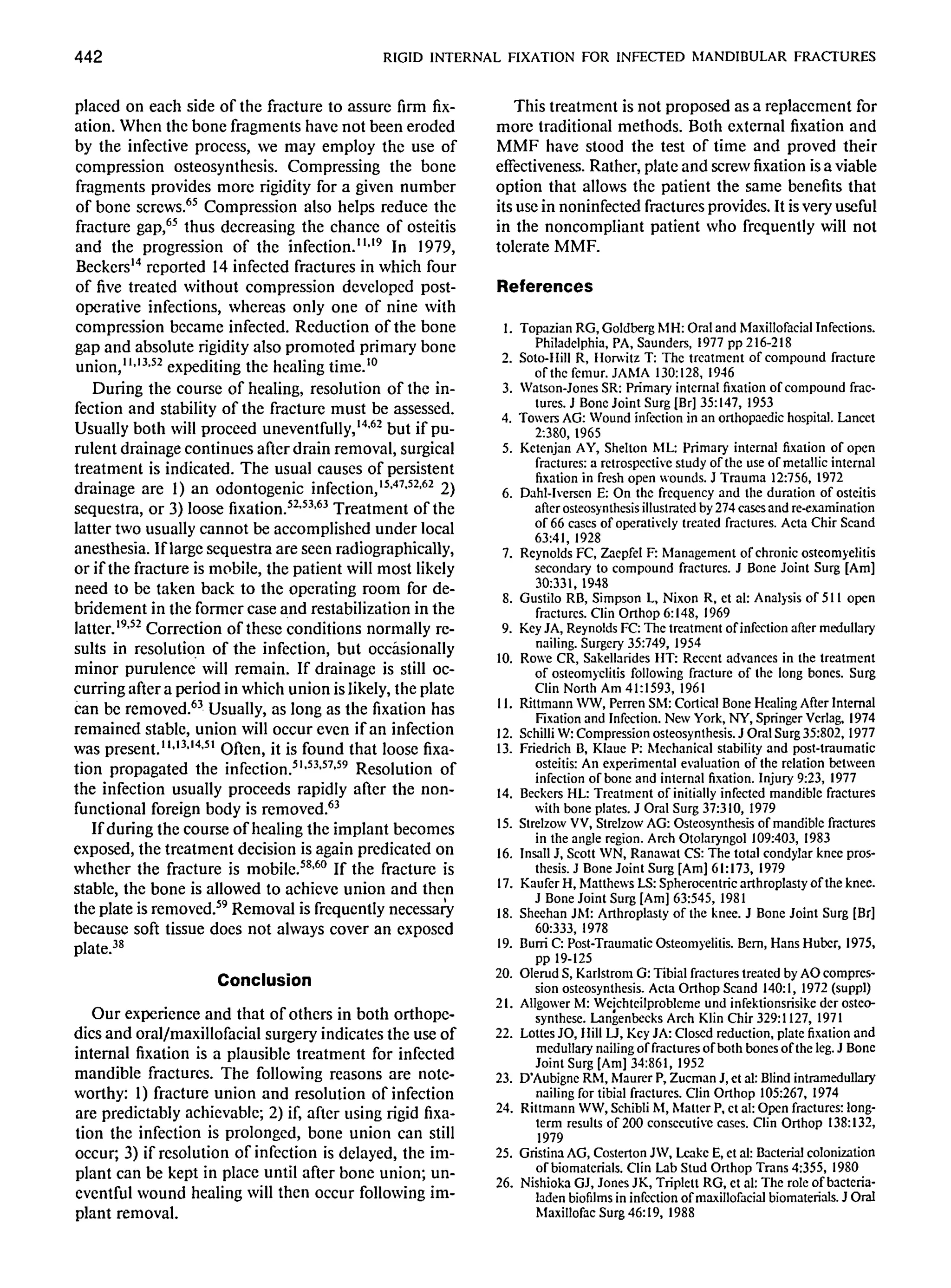 Rigid internal fixation for mandibular of infected mandibular fractures ...