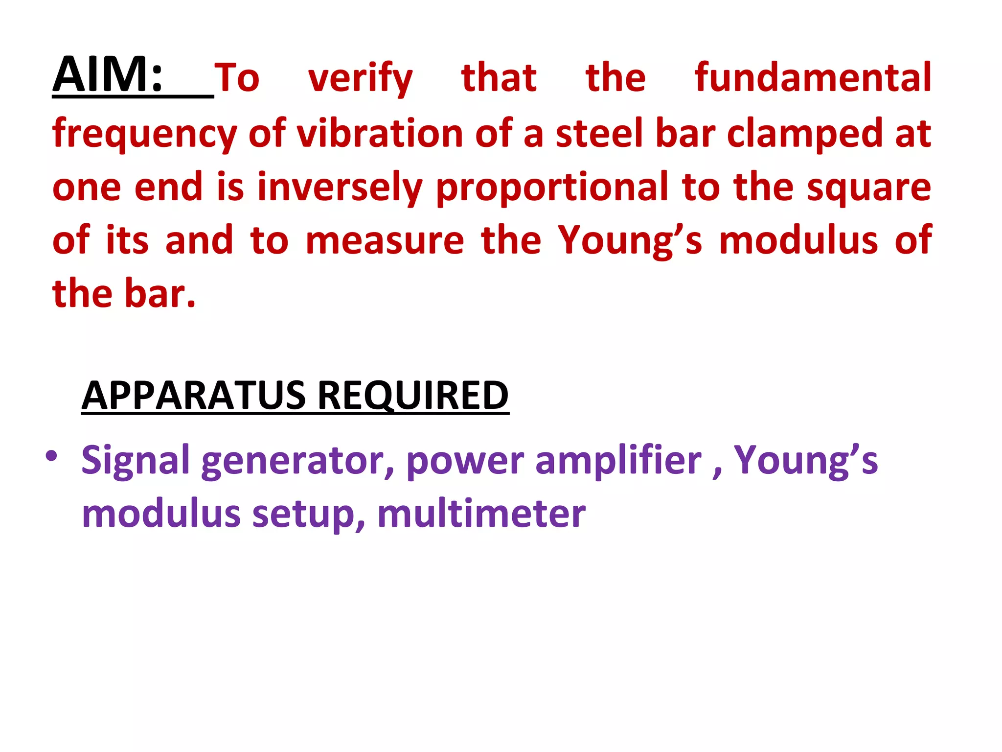 YOUNG’S MODULUS OF BRASS | PPT