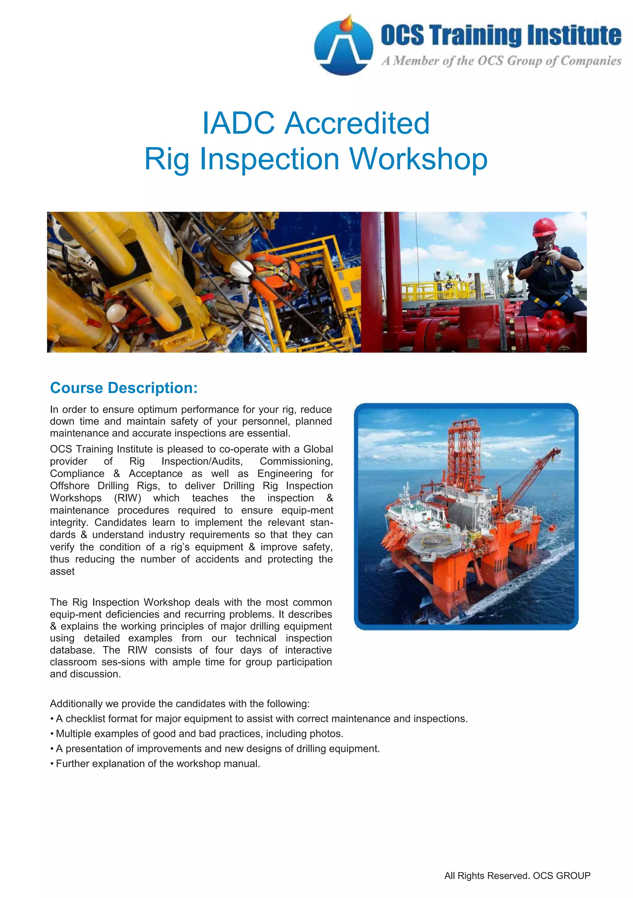 "IADC Accredited Rig Inspection Workshop" | PDF