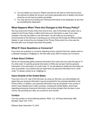 RIGit Privacy Policy | PDF | Internet | Computing