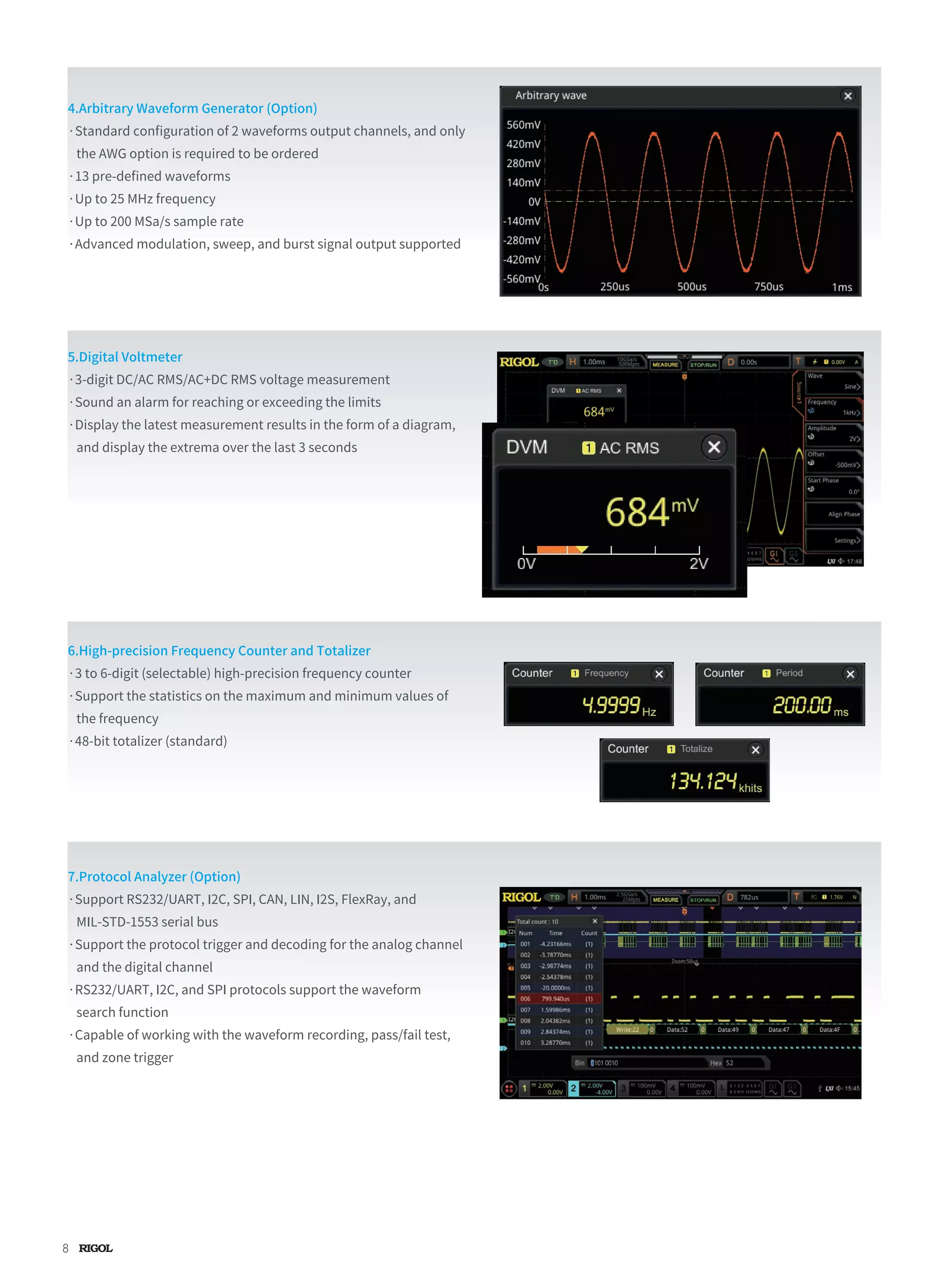 Rigol digital oscilloscope mso8000series datasheet | PDF