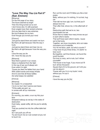 Love The Way You Lie Part 2 Lyrics
