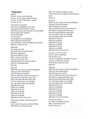 Rihanna Song Lyrics