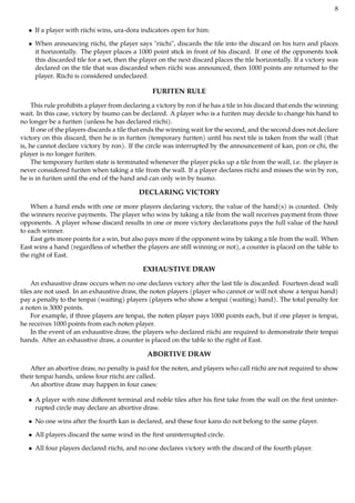 Rules of Japanese Mahjong (Riichi Mahjong) | PDF