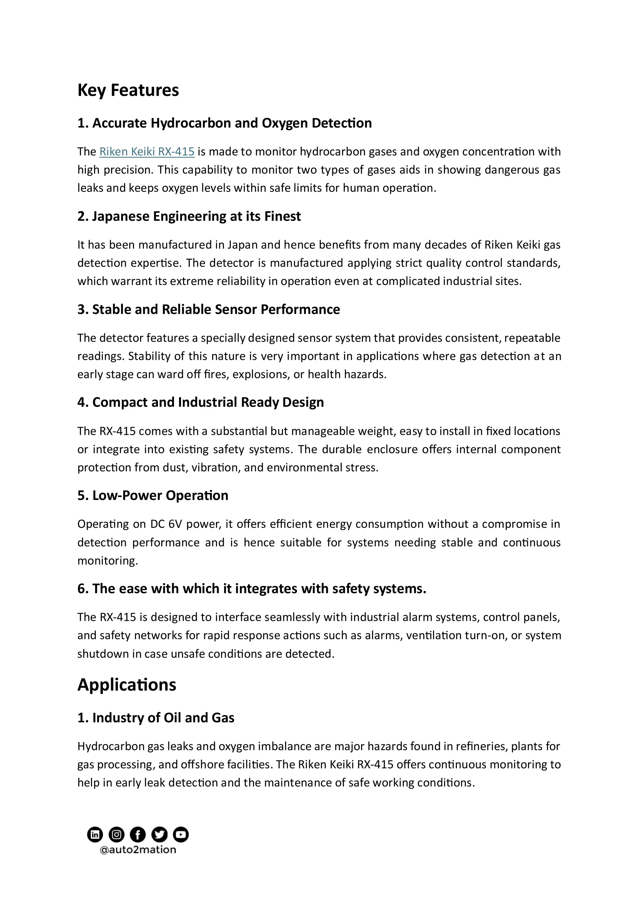 Riken Keiki Rx-415 Hc O2 Detector Dc 6V De-3123-1 Os-b3 | PDF