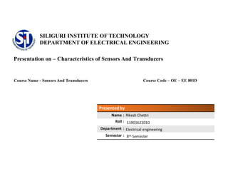 Sensors and Transducers, Electrical Engineering | PPT