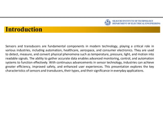 Sensors and Transducers, Electrical Engineering | PPT