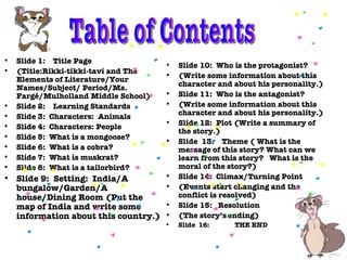 Rikki Tikki Tavi Character Chart