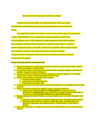 Țările Române între diplomație și conflict în Evul Mediu.docx