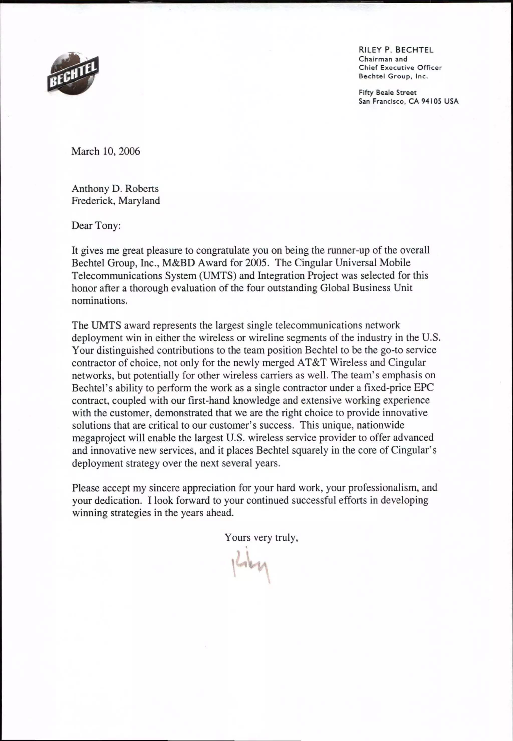 Riley Bechtel Letter | PDF