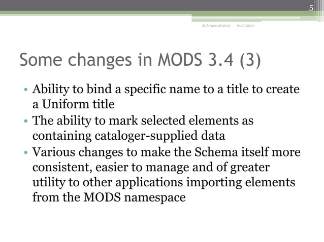 Introduction to session "MODS and MADS: Current Implementations and ...