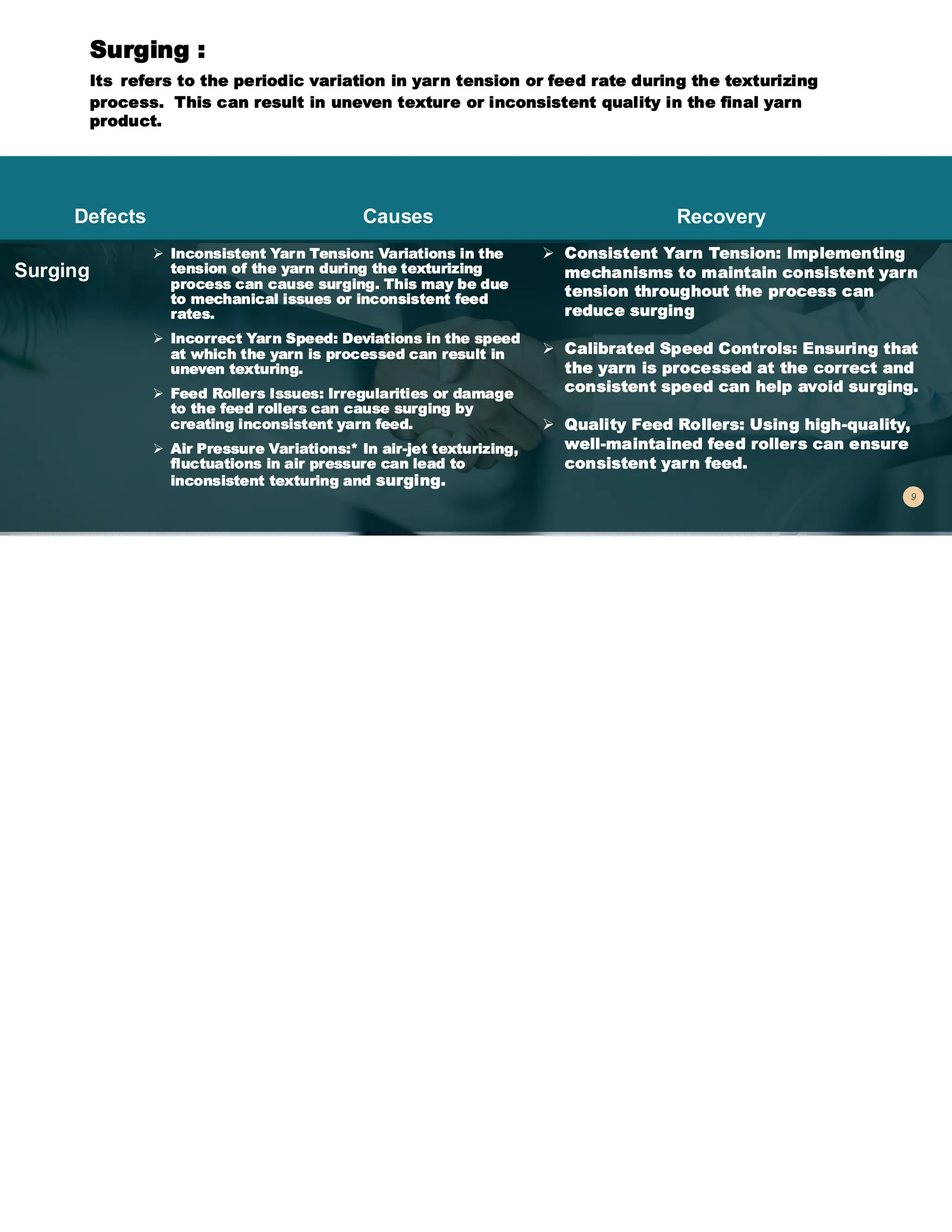 Project on Defects in textured yarn in texturizing | PDF