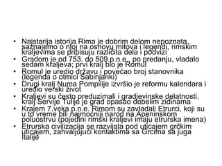 Rim u doba kraljeva od 753. do 509. godine p.n.e. | PPT