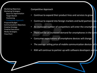 Rim IMC PLAN Rough Draft 4 | PPTX | Smartphones | Consumer Electronics