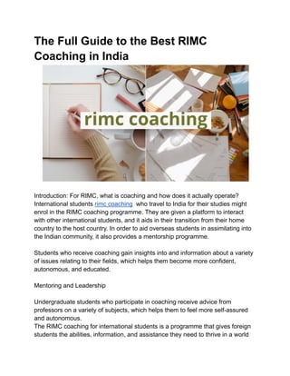 rimc coaching | PDF | Educational Assessment | Education