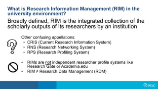 Emerging Services for Research Informatio Management (RIM) through ...