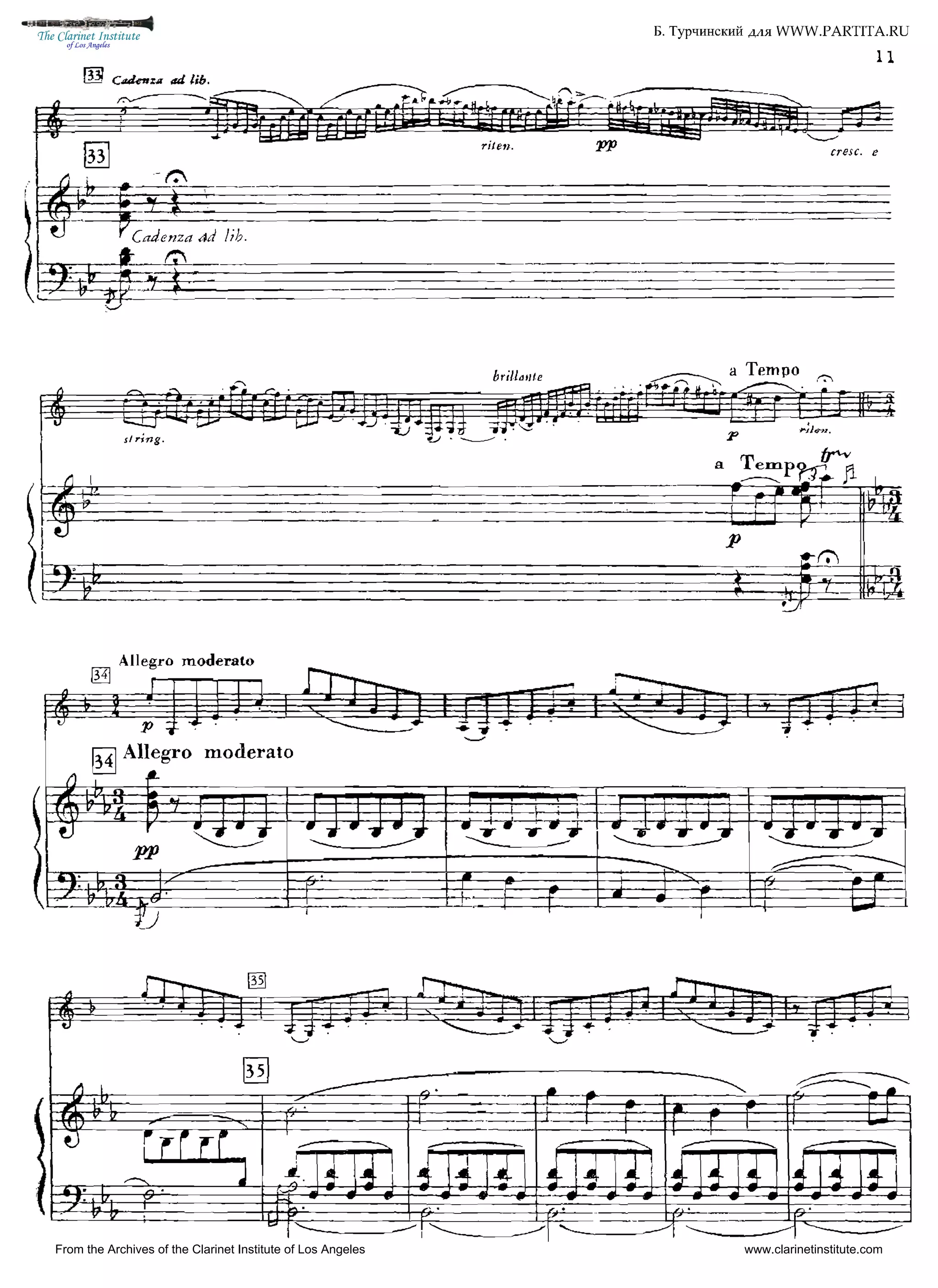 Rimsky korsakov nikolai clarinet concerto (piano) | PDF