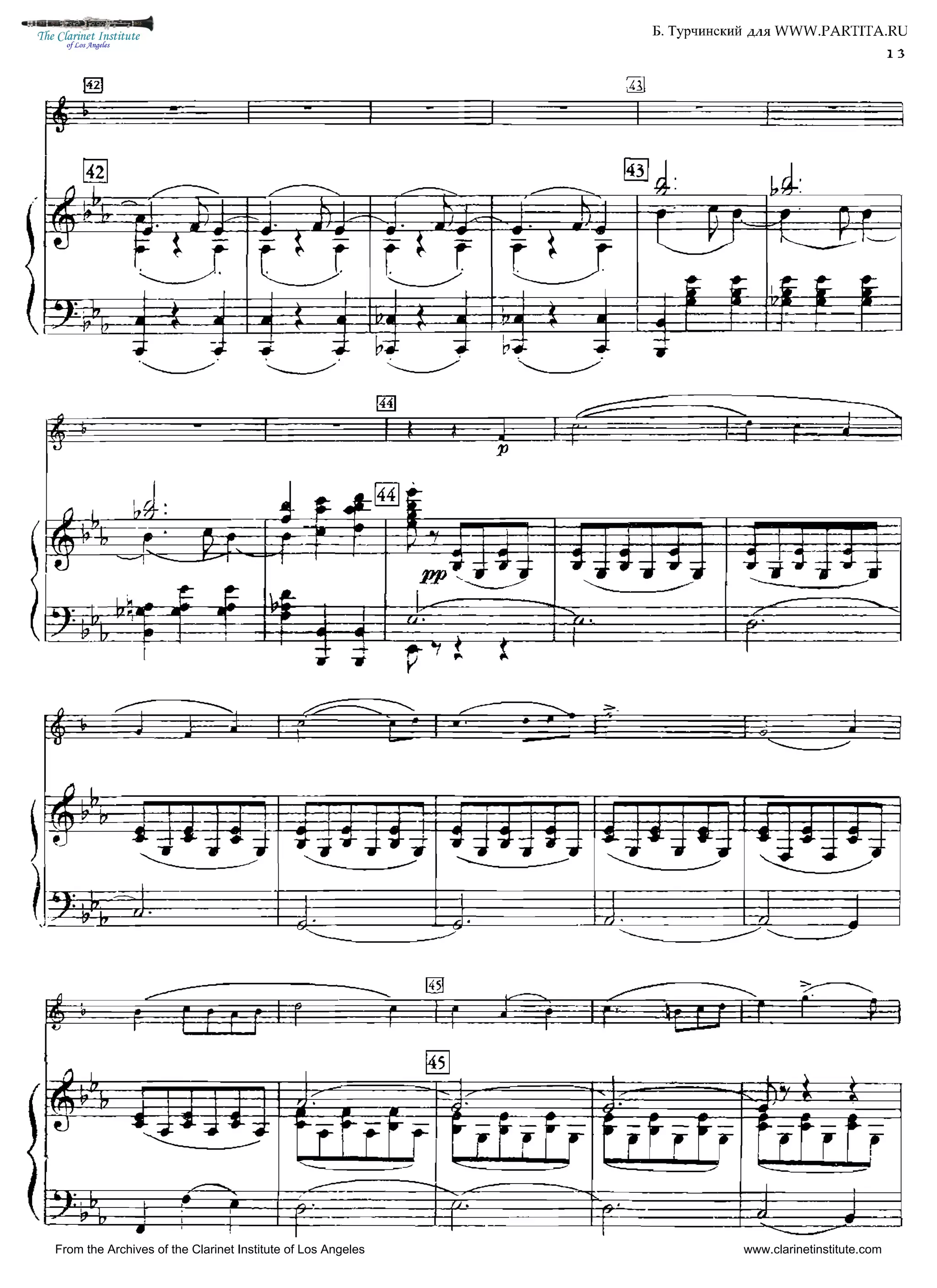 Rimsky korsakov nikolai clarinet concerto (piano) | PDF