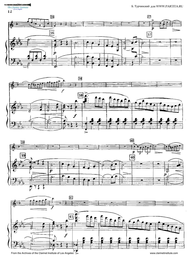 Rimsky korsakov nikolai clarinet concerto (piano) | PDF