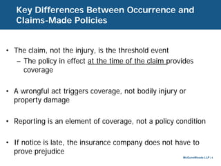 Avoiding the Minefields of Claims-Made Insurance Policies | PDF | Motor ...