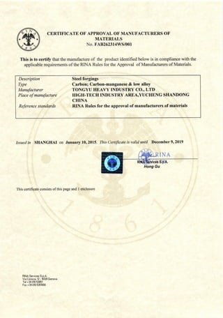 Italy Rina Certificate | PDF