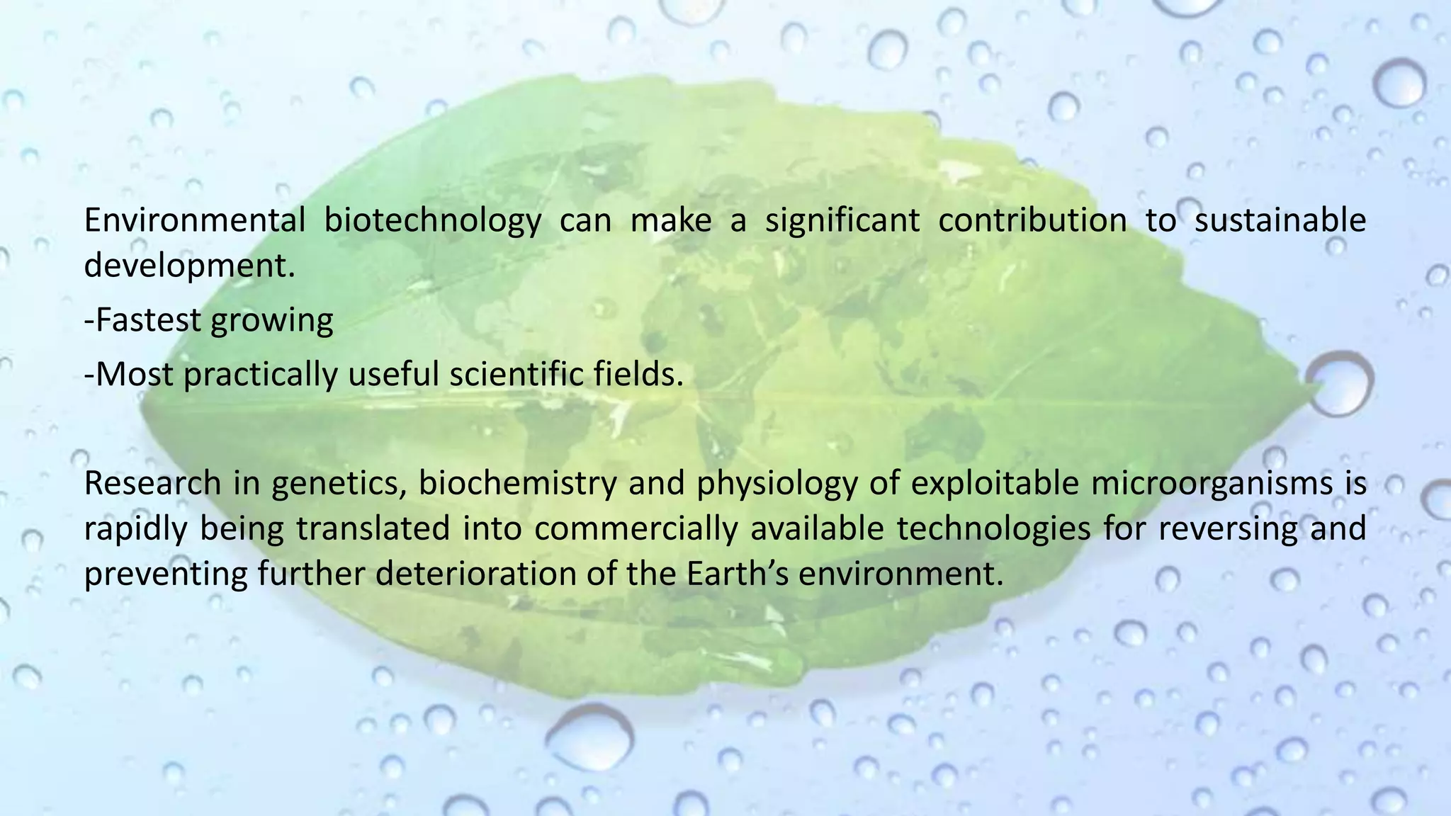 Role of Environmental Biotechnology | PPTX