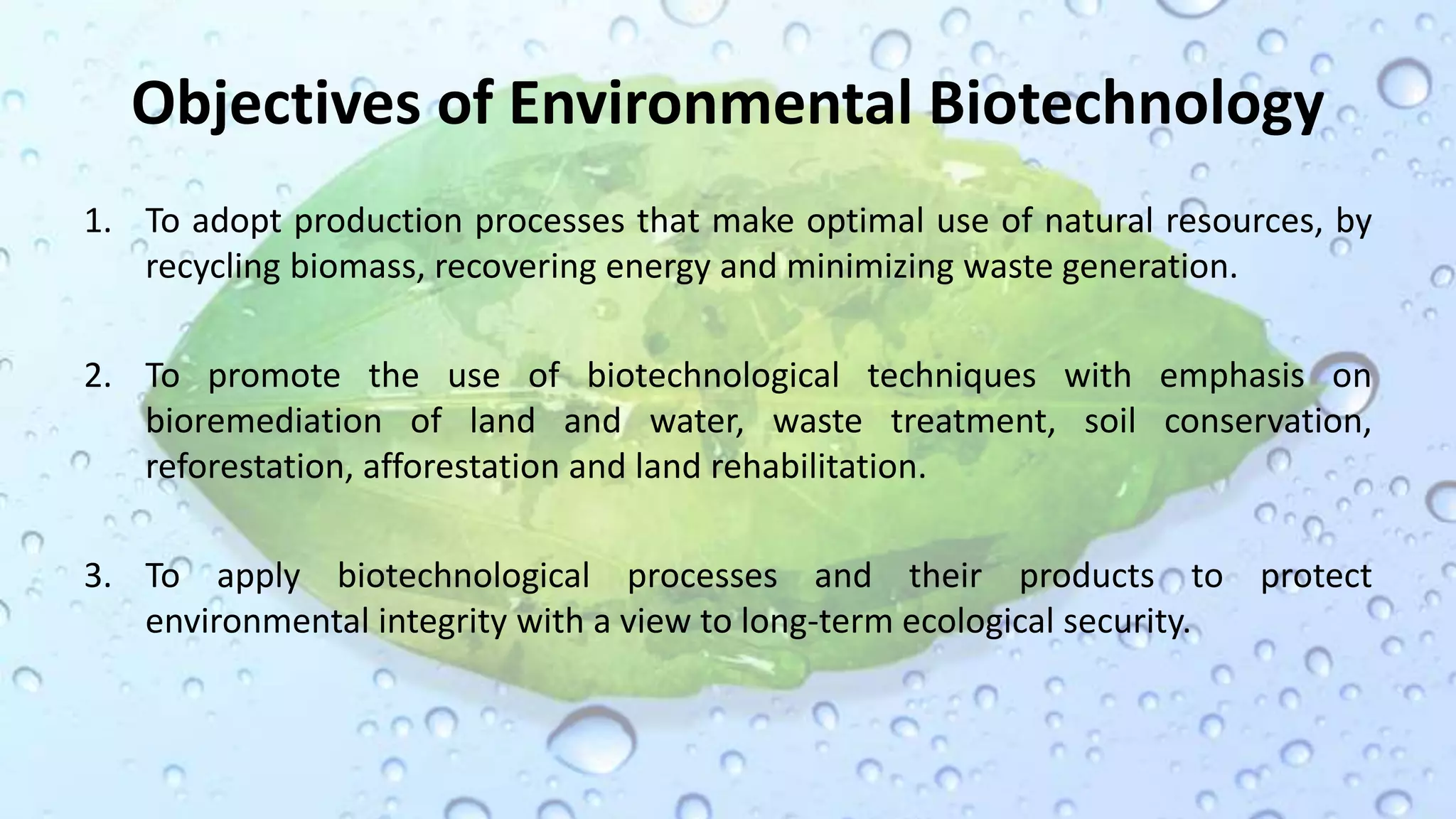 Role of Environmental Biotechnology | PPTX
