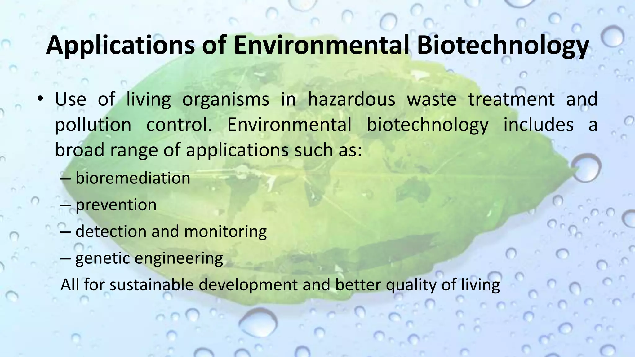 Role of Environmental Biotechnology | PPTX