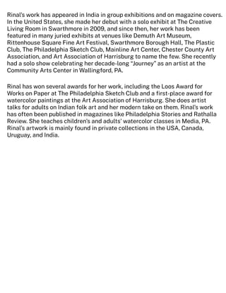 Rinal Parikh – Indian Folk Art Artist & Warli Painter | PDF