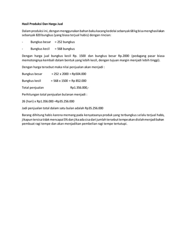 Rincian harga tmpe ku | DOCX