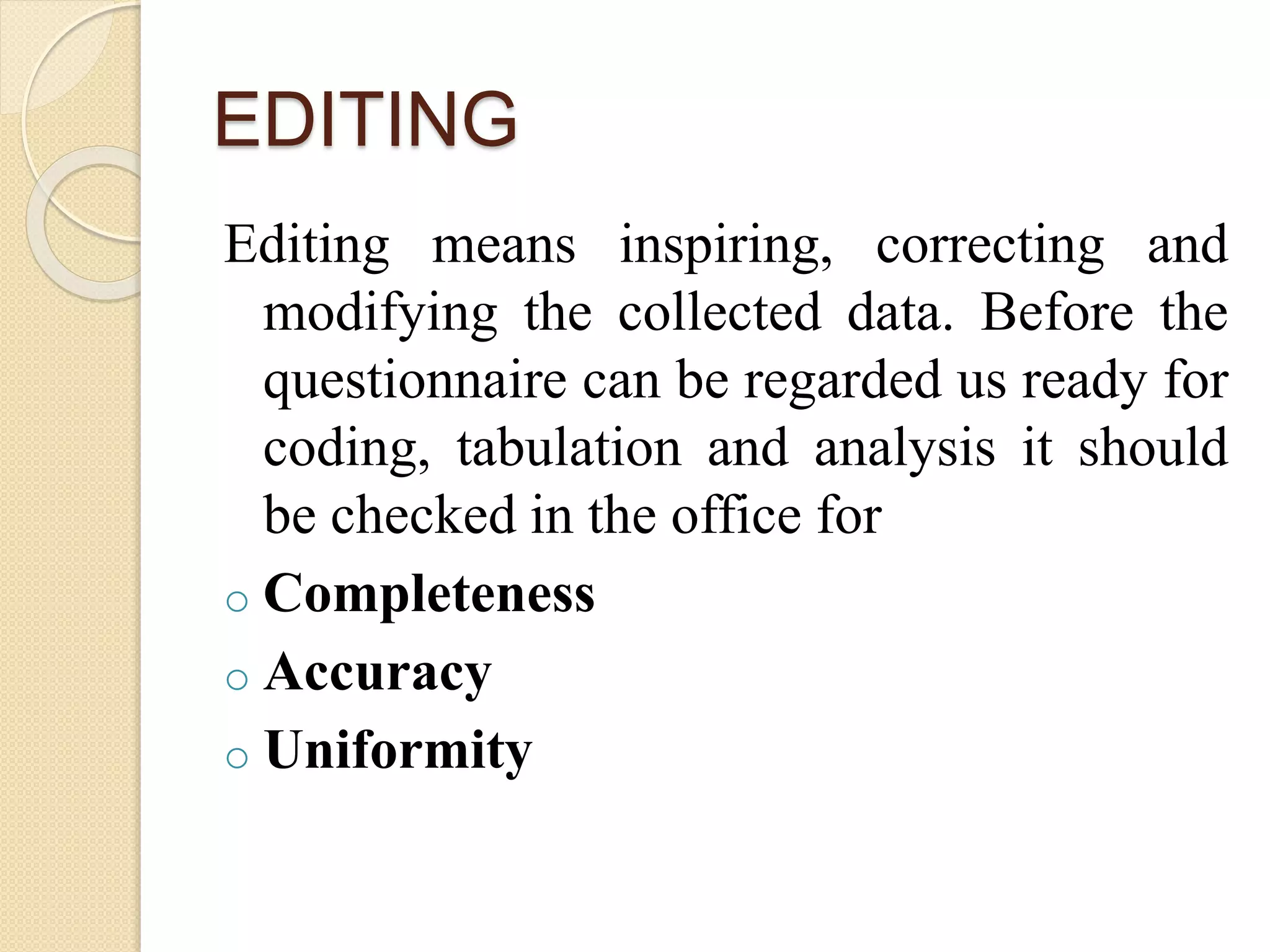 research methodology data processing EDITING | PPT