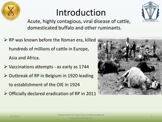 Rinderpest | Cattle Plague - Veterinary Preventive Medicine | PDF