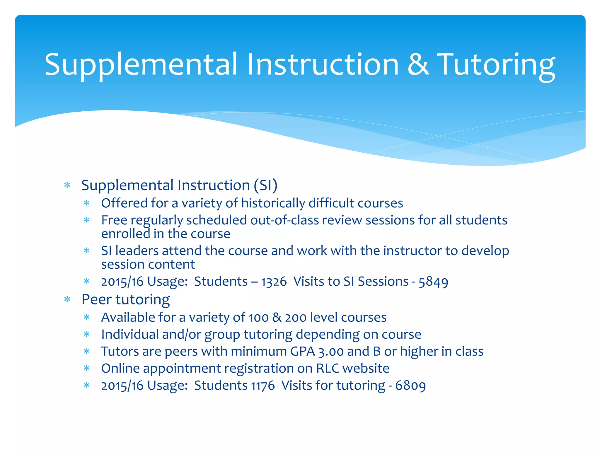 Academic Support/Tutoring - Rinella Learning Center | PPT