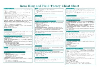 Ring and Field Theory Cheat Sheet and booklet short notes | PDF
