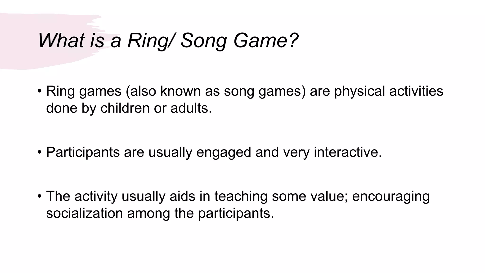 Ring/ song games - Anderson La Barrie | PPTX