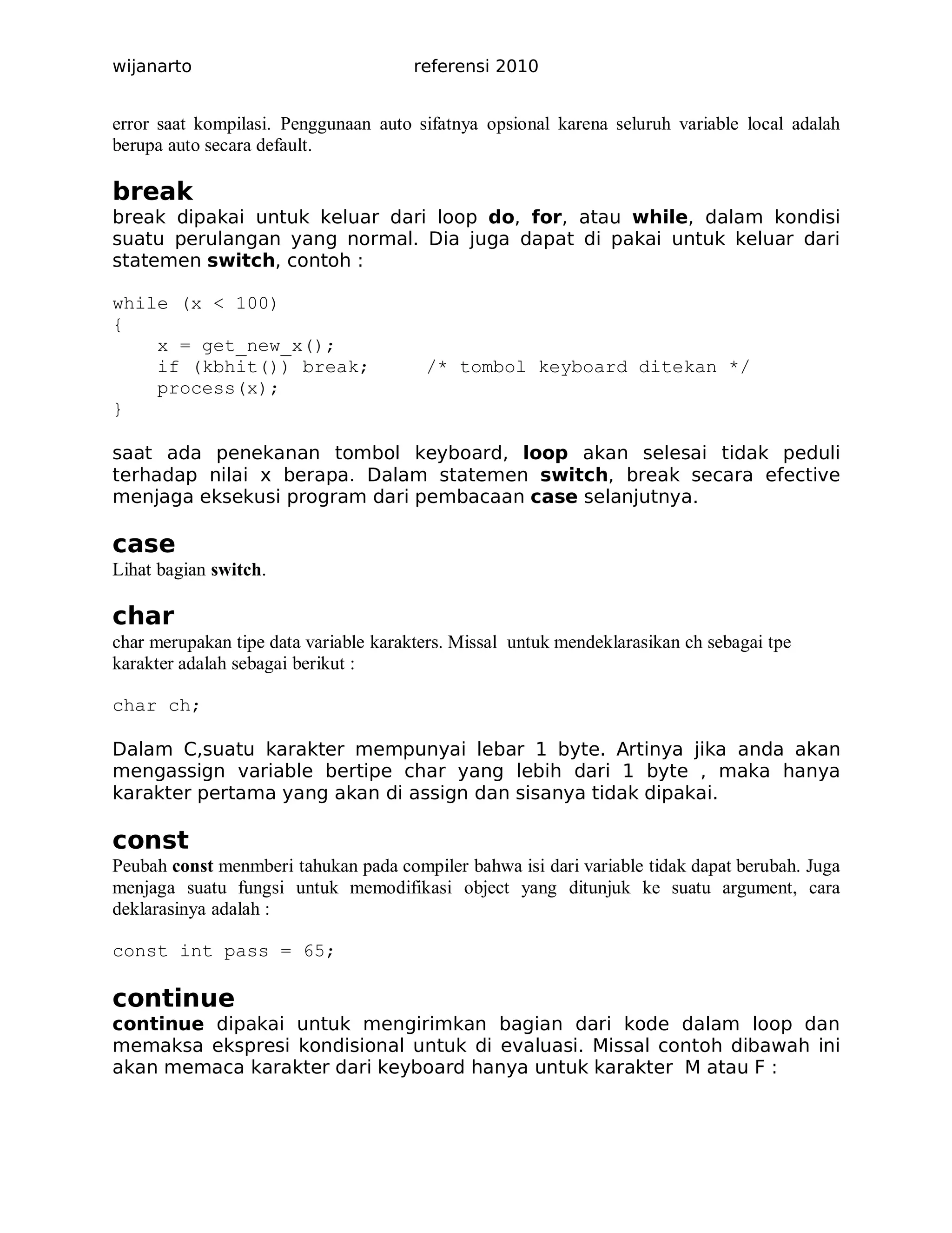 Ringkasan 32 keyword_dalam_c | PDF